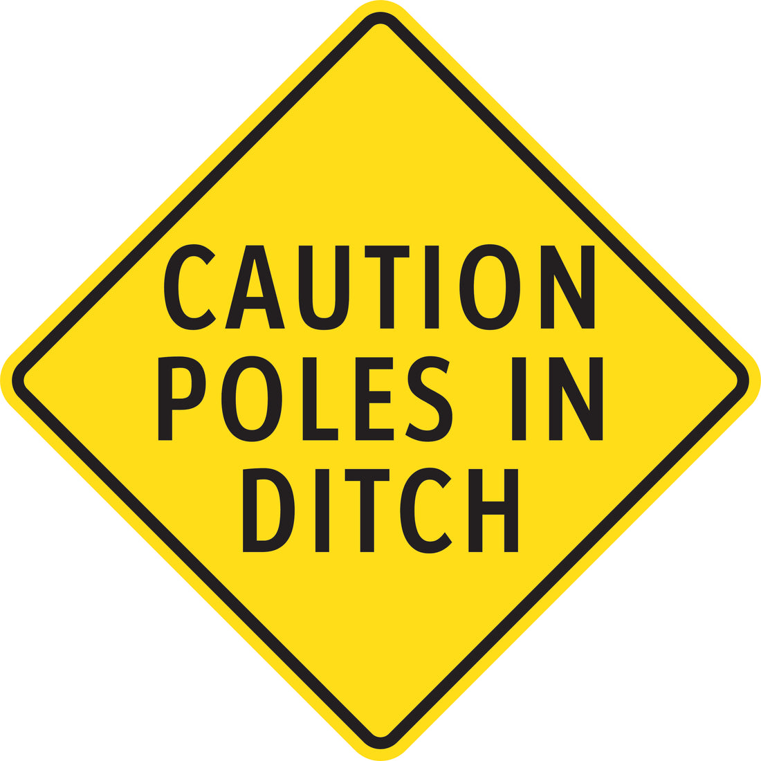 CTS-151 Caution Poles In Ditch – Nexgen Signs and Printing